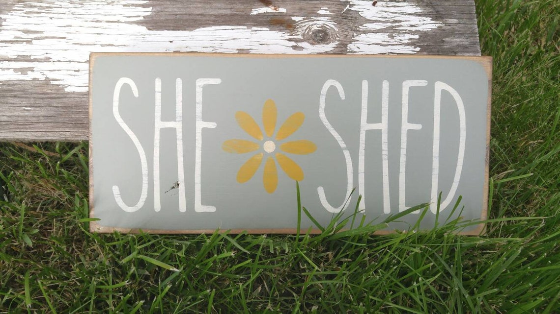 She Shed Sign Flower Garden Shed Signs Rustic Wood Yard Art | Etsy