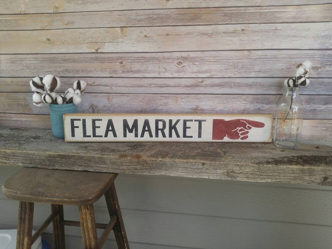 Rustic Flea Market Sign: Pointing Hand, Farmhouse Decor - Etsy