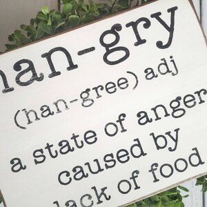 Hangry Sign, Farmhouse Kitchen Wall Decor, Han-gry Definition, Funny ...