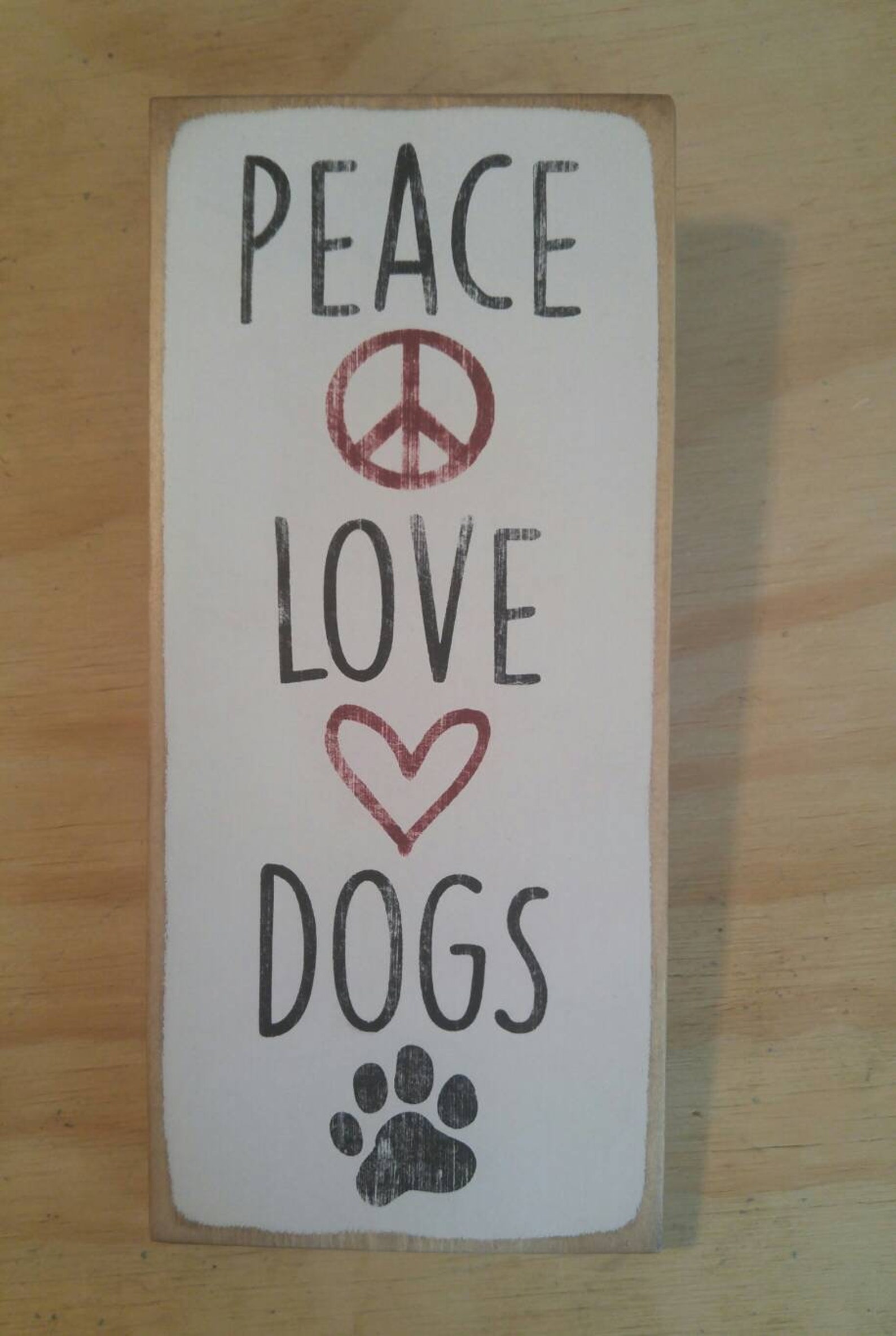 Peace Love Dogs Sign Dog Lover Gifts Hippie Boho Pet Wall - Etsy