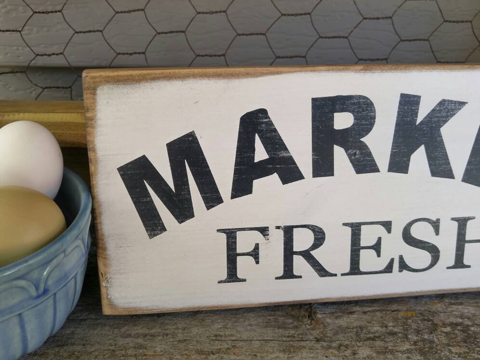 Market Fresh Sign Fresh Produce Wood Sign Rustic Kitchen | Etsy