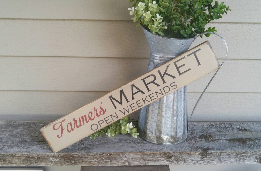 Farmer's Market Sign, Farmhouse Wall Decor, Rustic Wood Sign, Primitive ...