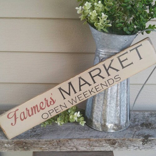 Farmer's Market Sign Farmhouse Wall Decor Rustic Wood - Etsy