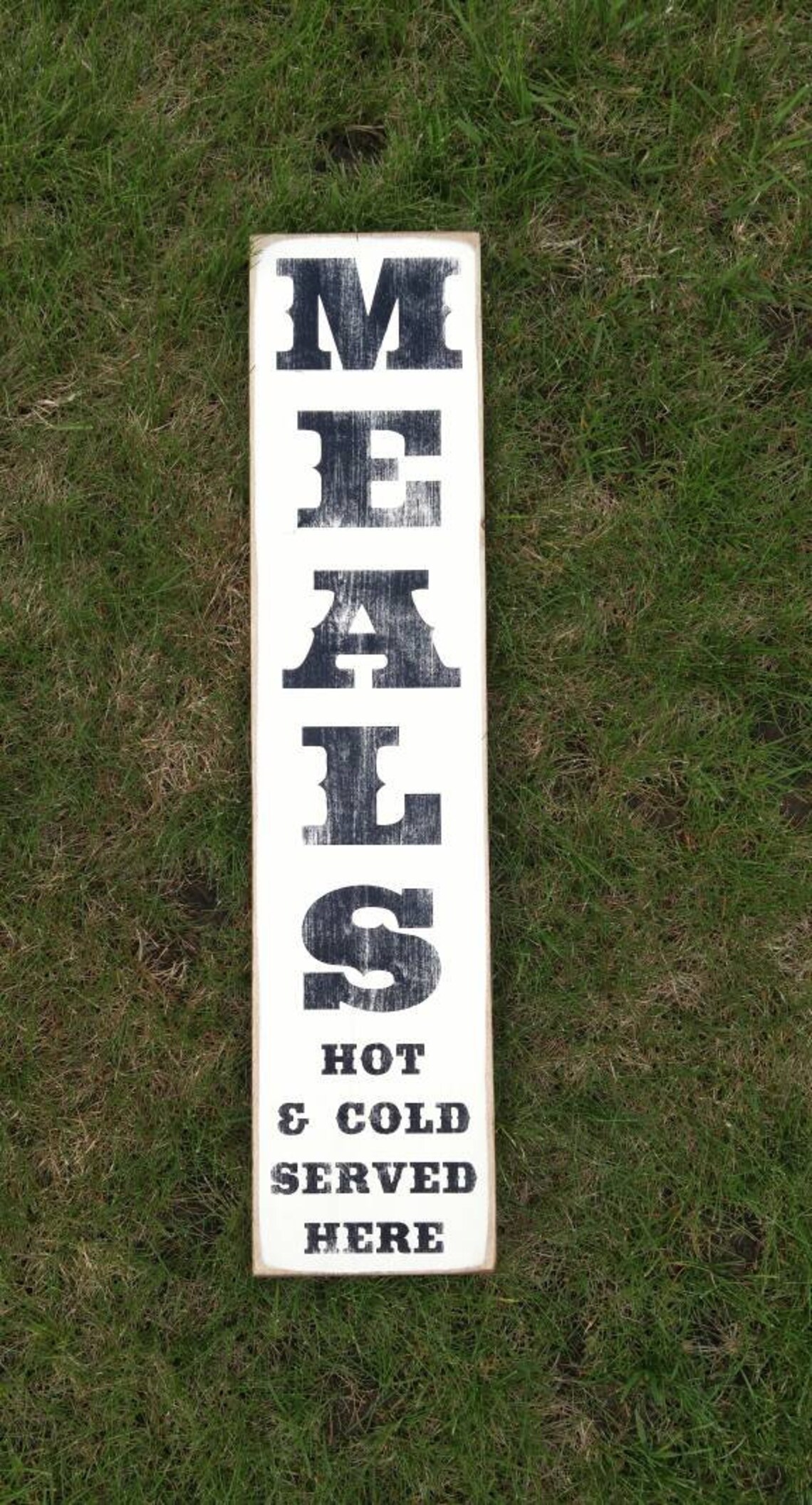 Meals Hot and Cold Served Sign, Primitive Kitchen Decor, Vertical ...