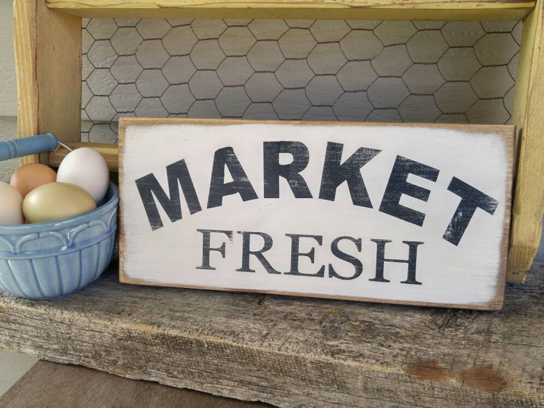 Market Fresh Sign Fresh Produce Wood Sign Rustic Kitchen Decor ...