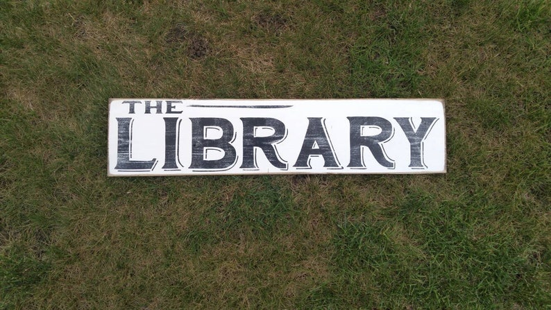 The Library Wood Sign, Library Wall Decor, Book Lover Gifts, Bookworm ...