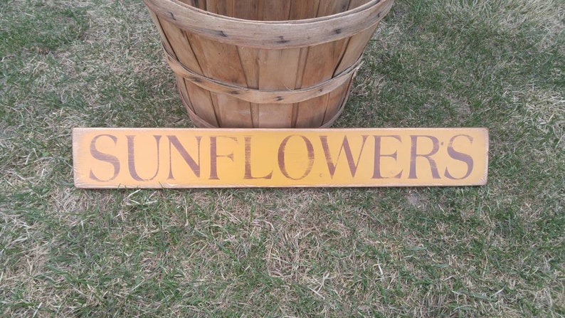 Sunflowers Sign, Primitive Sunflower Sign, Flower Garden Decor, Wooden ...