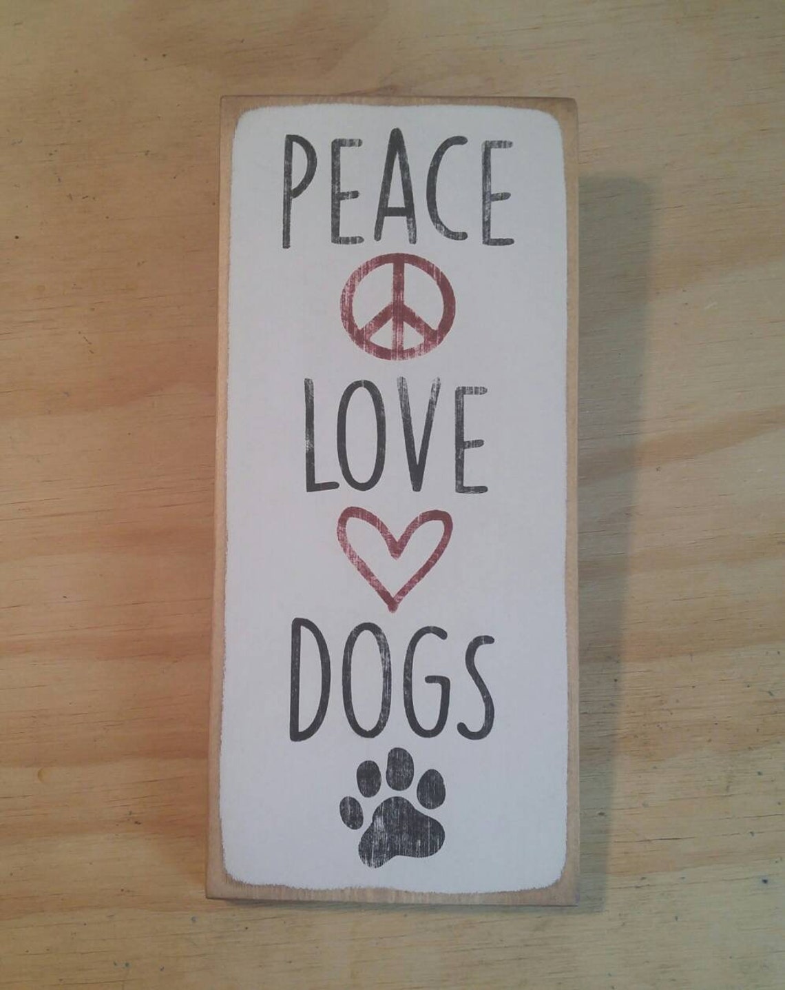 Peace Love Dogs Sign Dog Lover Gifts Hippie Boho Pet Wall | Etsy