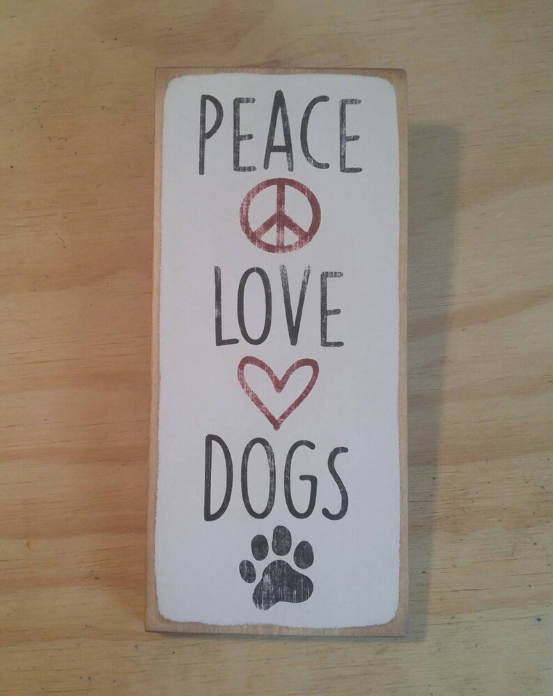 Peace Love Dogs Sign Dog Lover Gifts Hippie Boho Pet Wall - Etsy