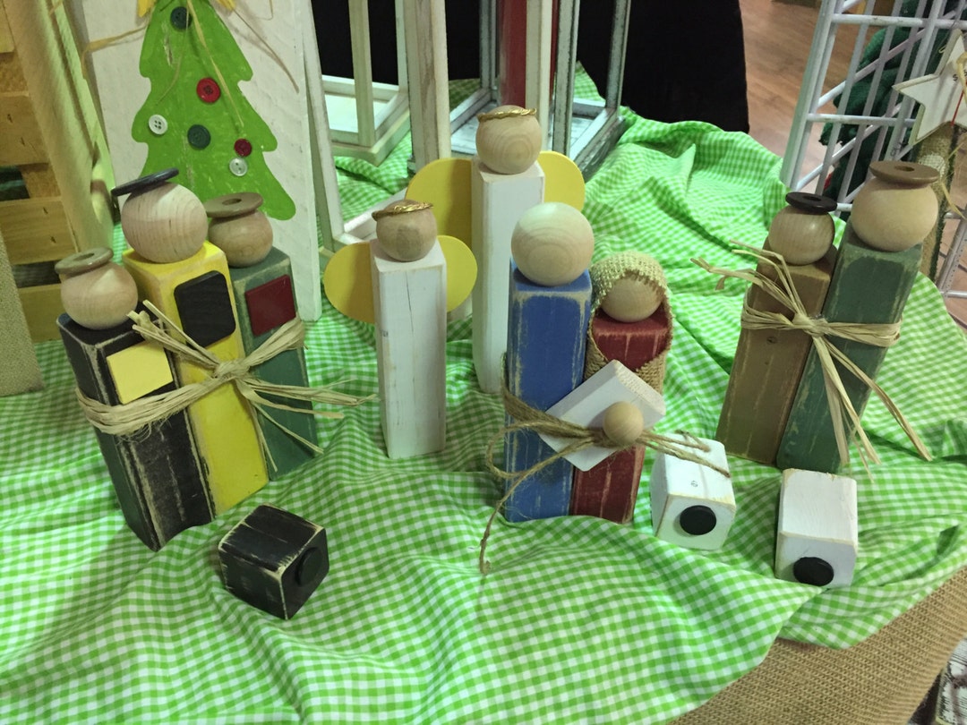 Wood Block Nativity Scene - Etsy