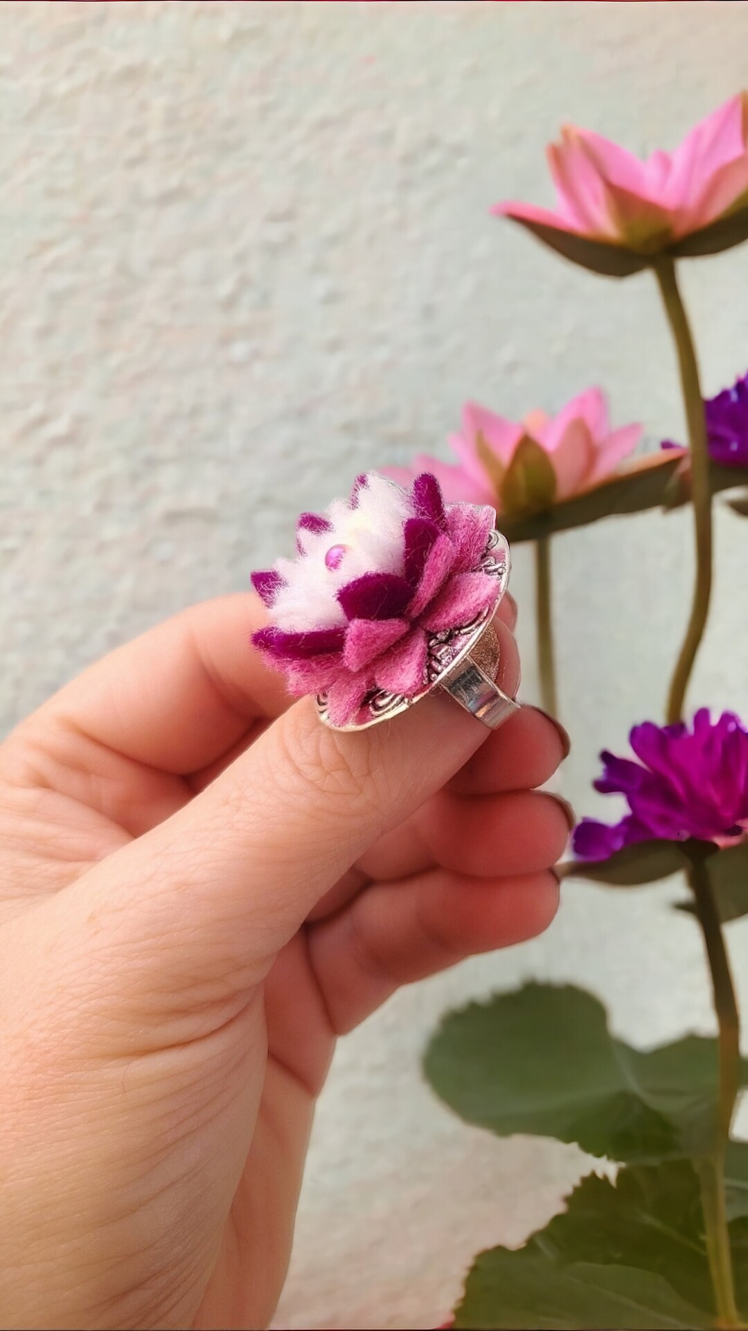Felt Lotus Flower Ring, Water Lily, Handmade - Etsy