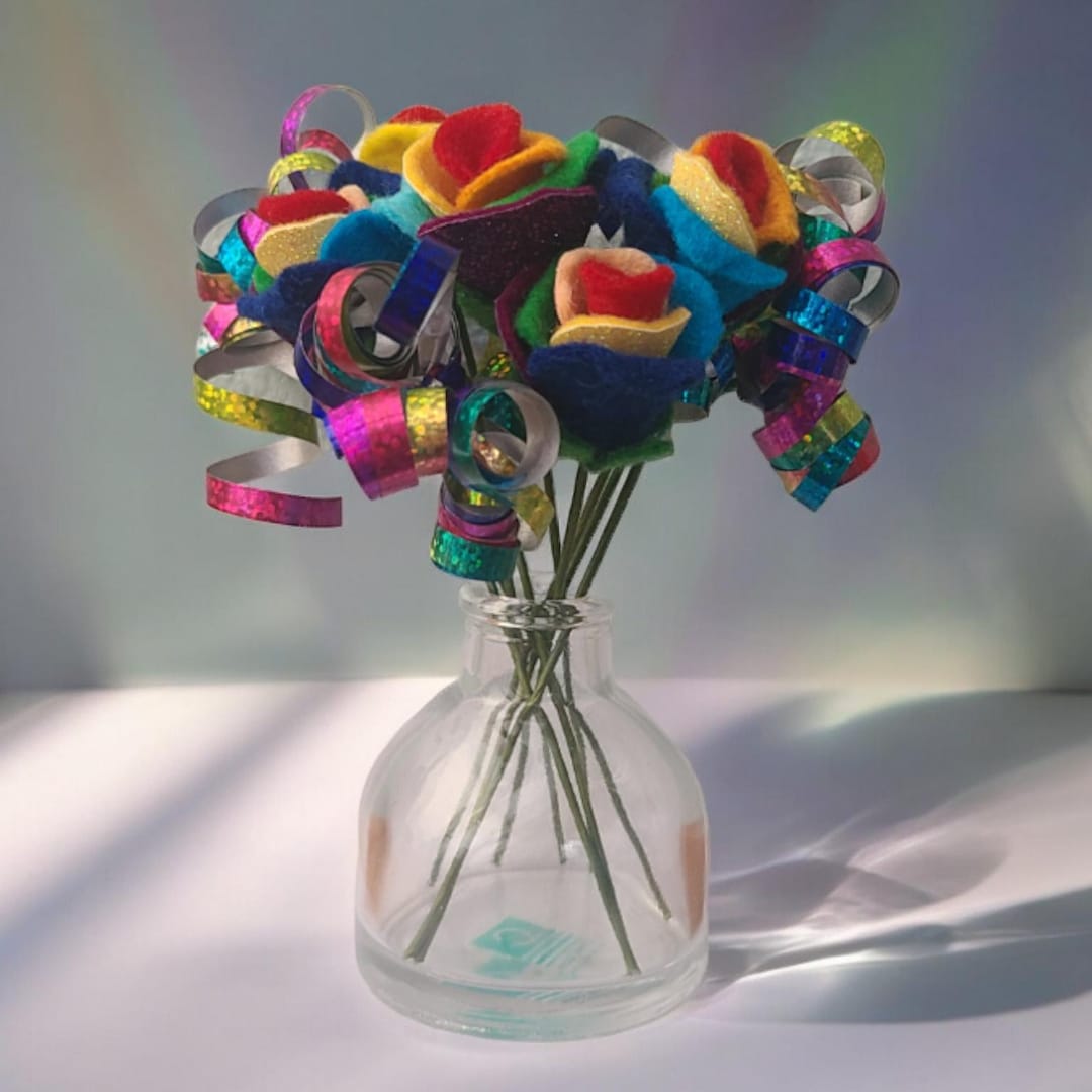 Pride Felt Rainbow Roses Bouquet - Etsy