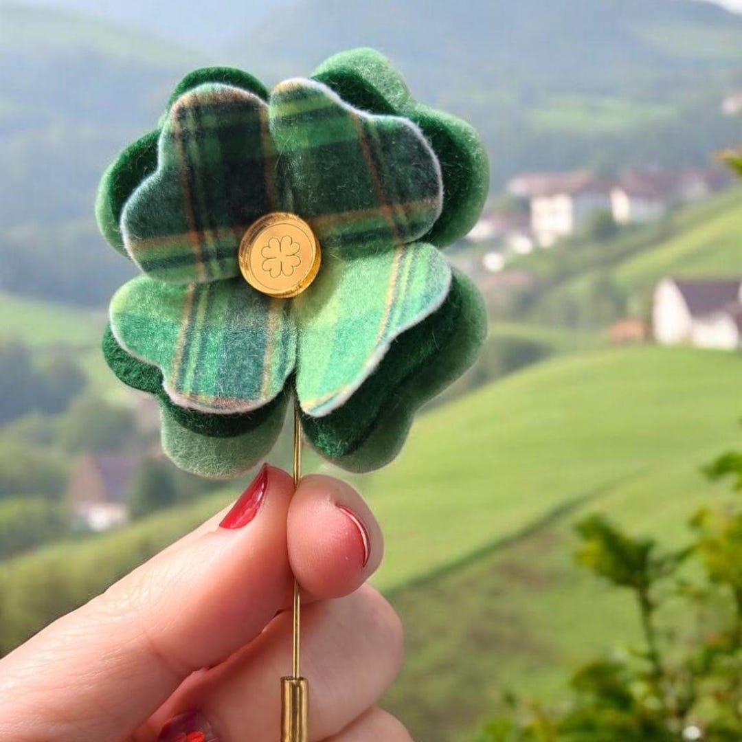 Felt Four Leaf Clover Stick Lapel Pin,st. Patrick's Day, Green Plaid - Etsy