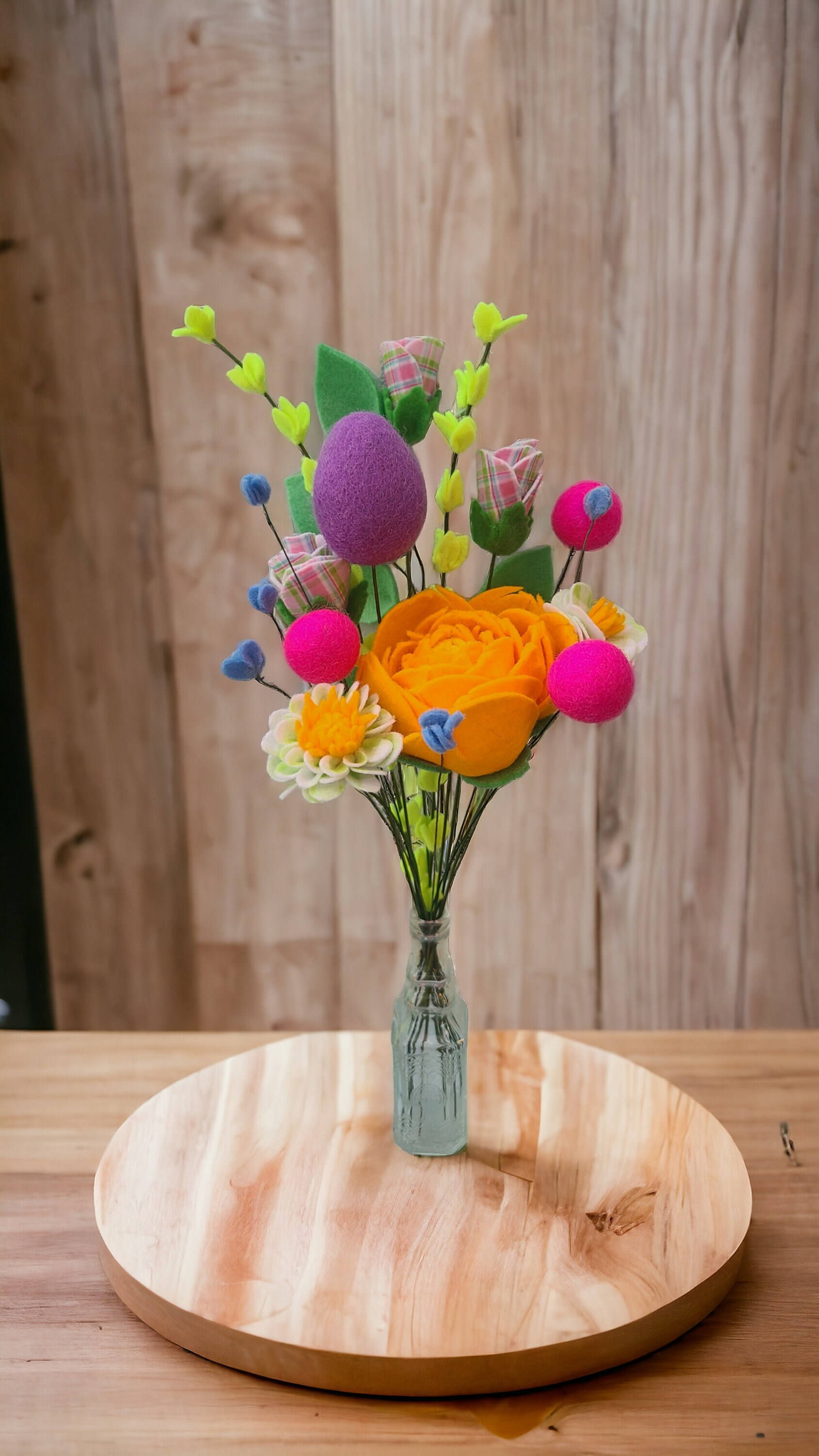 Handmade Felt Spring/easter Flower Bouquet With Easter Egg, Spring ...