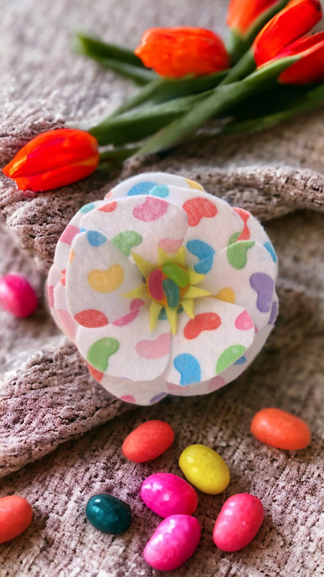 Felt Easter/spring Flower Brooch/pin, Easter Egg Brooch,jelly Bean Pin ...