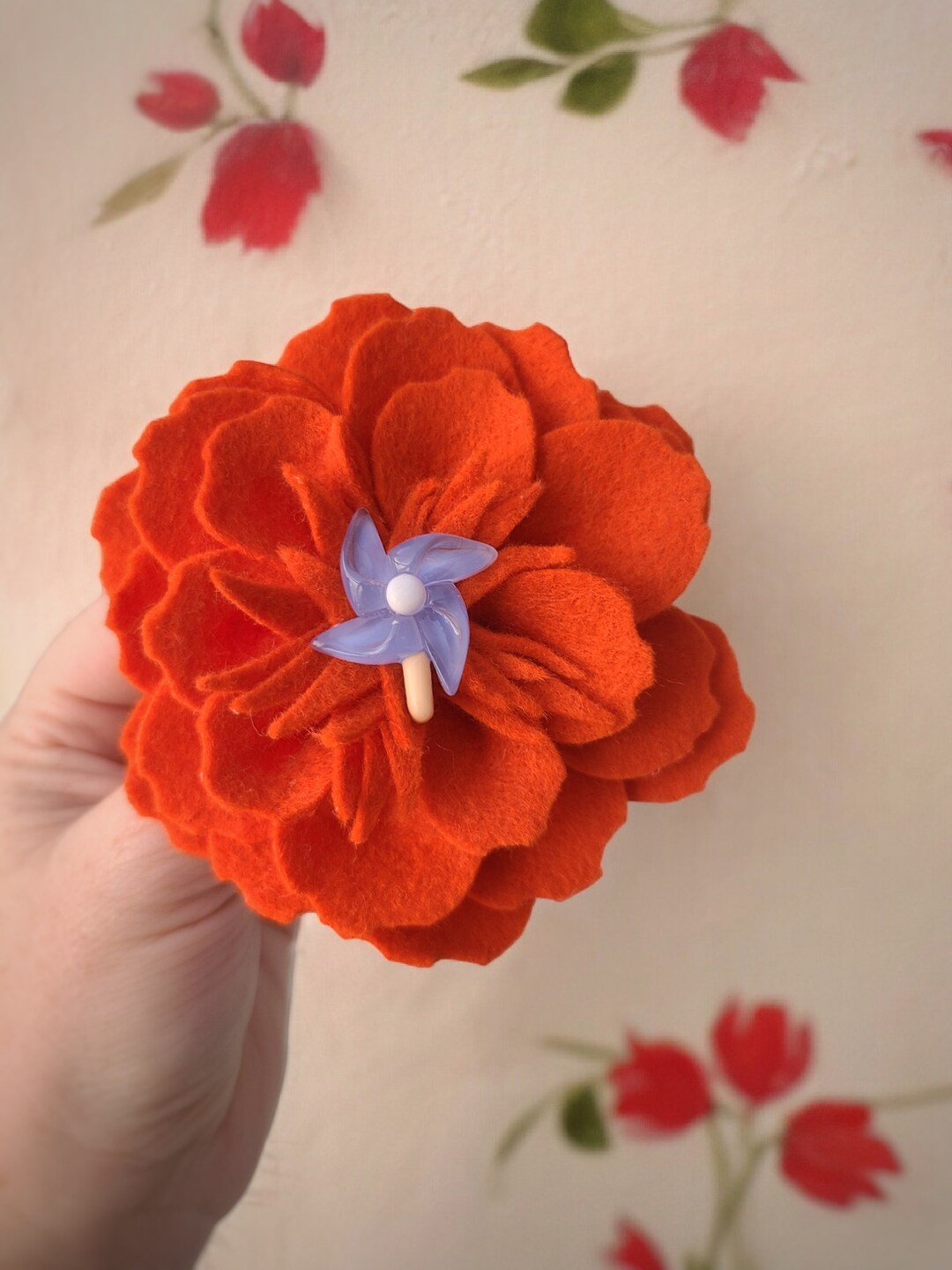 Bright Orange Marigold Felt Flower Brooch/pin, Accessory, Pinwheel - Etsy