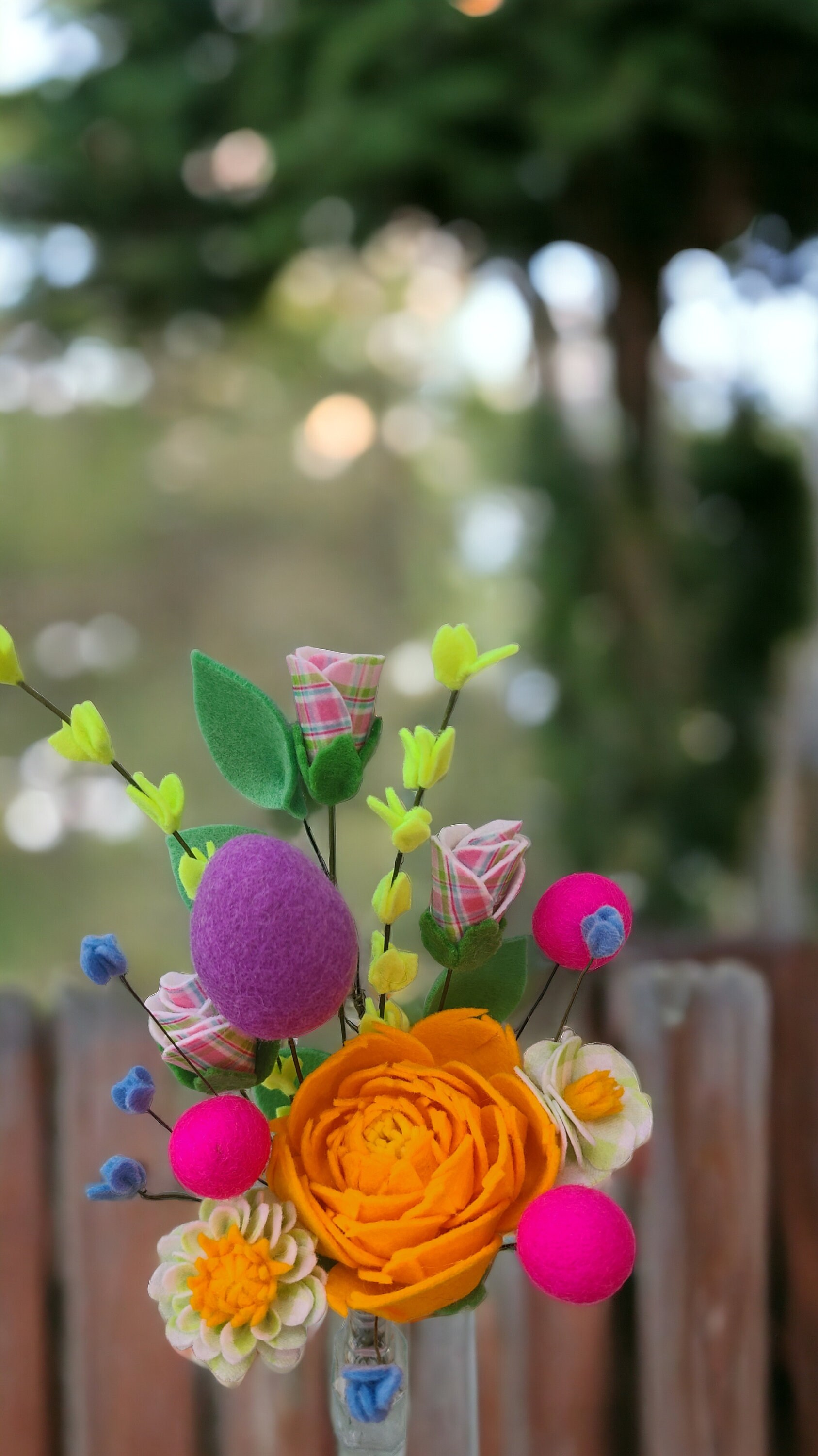 Handmade Felt Spring/easter Flower Bouquet With Easter Egg, Spring ...