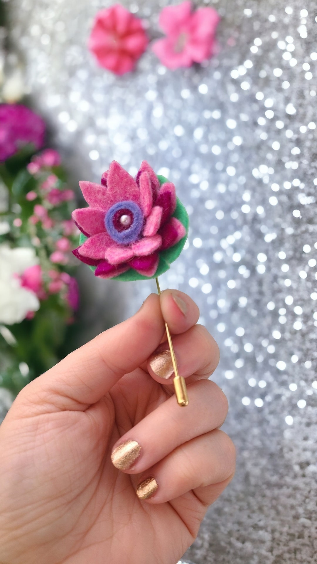 Felt Lotus Flower Brooch/ Lapel Pin, Handmade Water Lily - Etsy