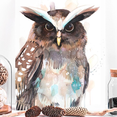 Screech Owl Watercolor Painting Print by Slaveika Aladjova - Etsy