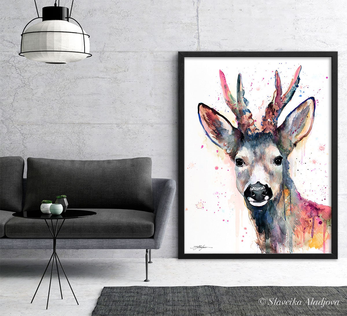 Pink Roe Deer Watercolor Painting Print by Slaveika Aladjova | Etsy