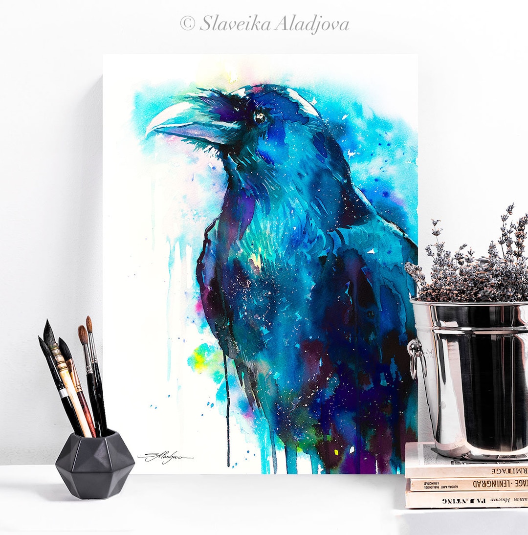 Raven Watercolor Painting Print by Slaveika Aladjova Art - Etsy
