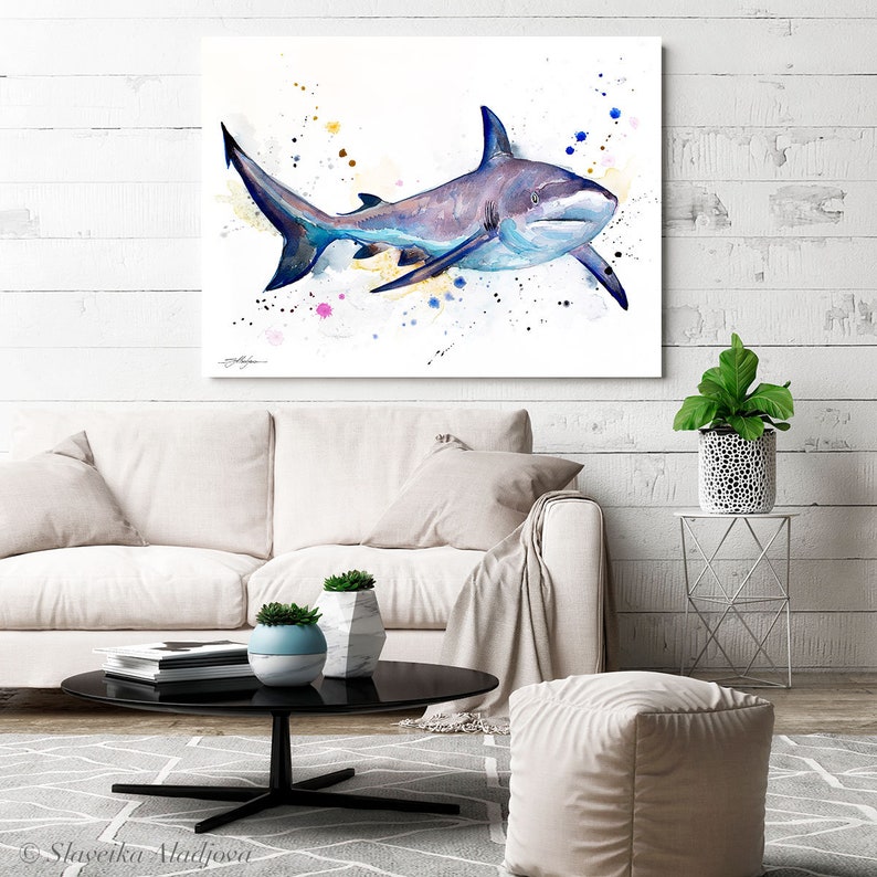 Grey Reef Shark Limited Edition Watercolor Art Print by Slaveika ...