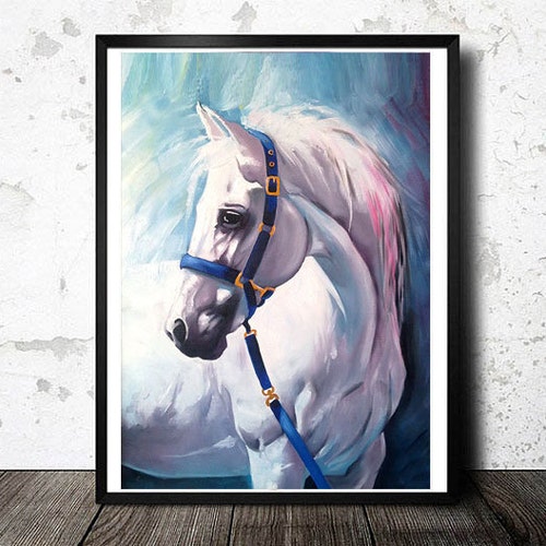 Watercolor White Horse Watercolor Horse Art Horse | Etsy