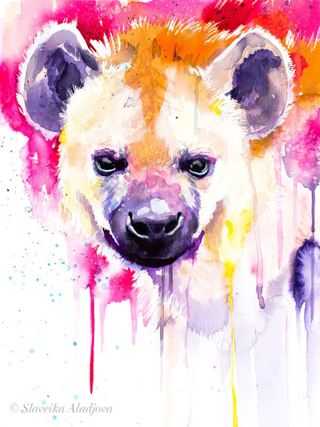 Hyena Watercolor Painting Print by Slaveika Aladjova, Art, Animal ...