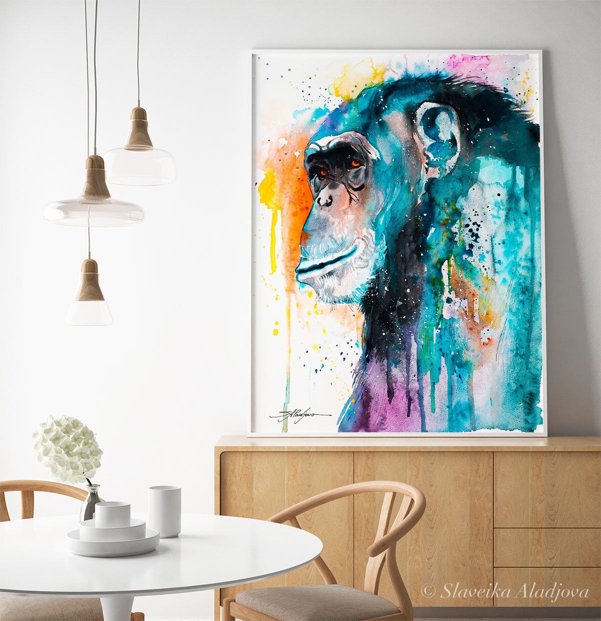 Colorful Chimp Chimpanzee Limited Edition Watercolor Art Print by ...
