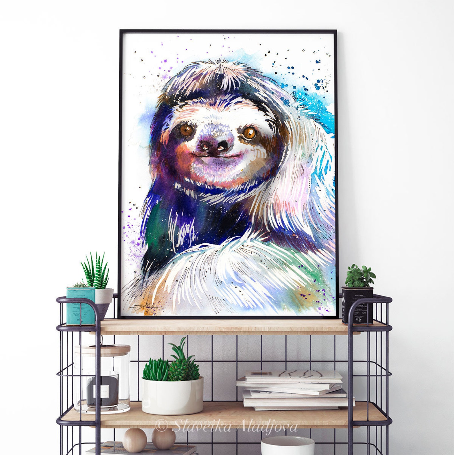 Three-toed Sloth Watercolor Painting Print by Slaveika Aladjova, Art ...