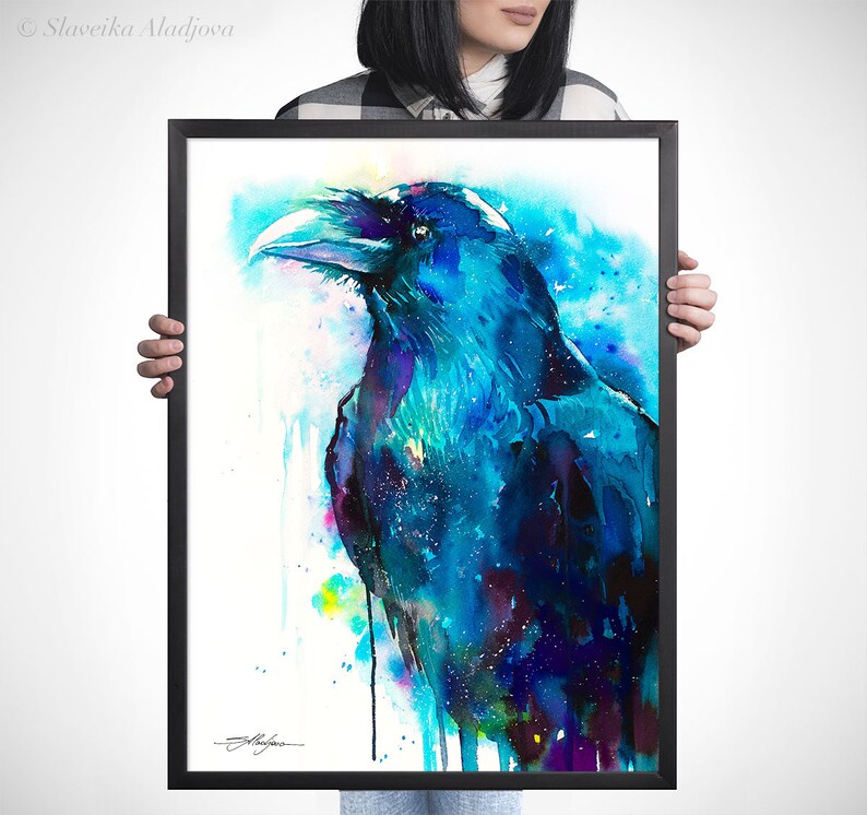 Raven Watercolor Painting Print by Slaveika Aladjova Art - Etsy