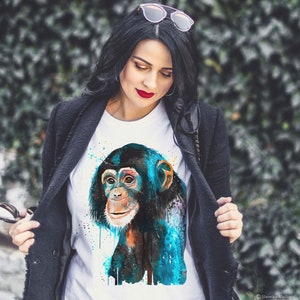 Baby Chimp Chimpanzee T-shirt, Unisex T-shirt, Ring Spun Cotton 100% ...