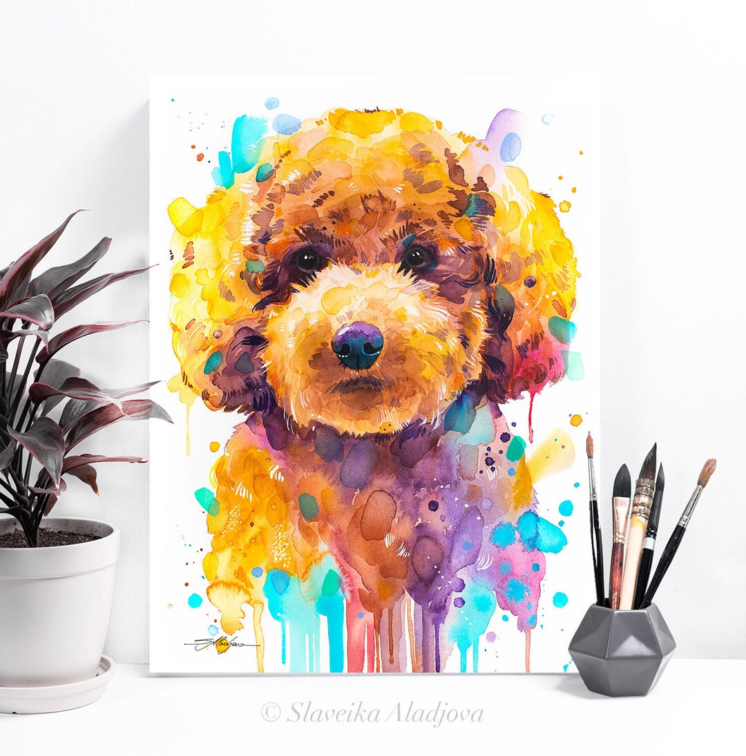 Toy Poodle, Dog Watercolor Painting Print by Slaveika Aladjova, Animal ...
