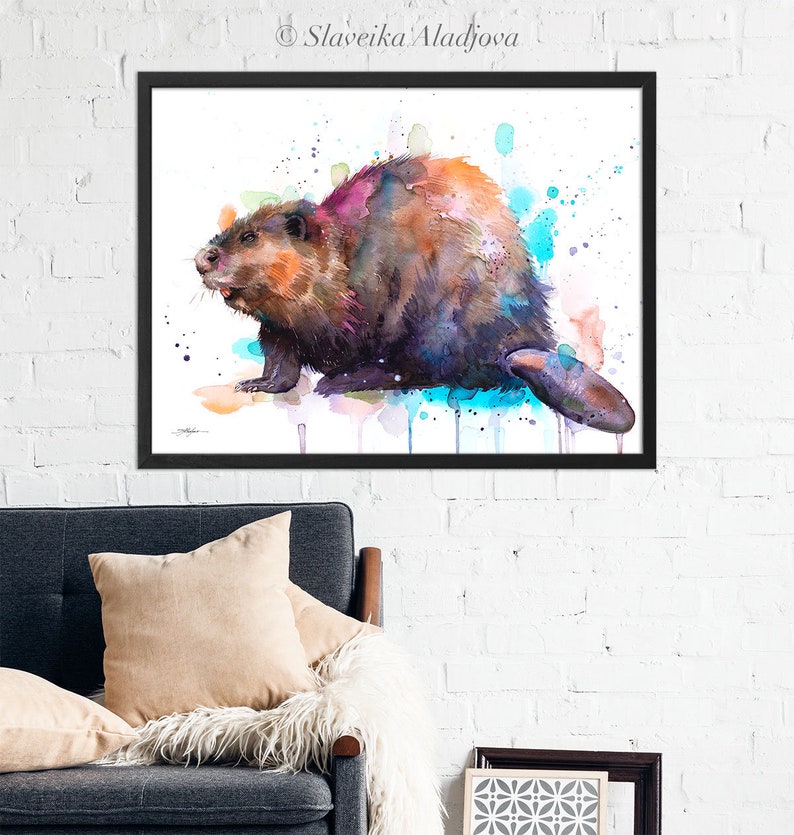 Beaver Watercolor Painting Print by Slaveika Aladjova, Art, Animal ...