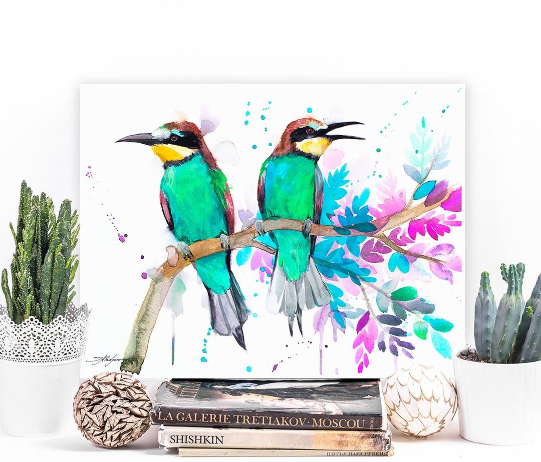 Bee-eater Watercolor Painting Print by Slaveika Aladjova, Art, Animal ...