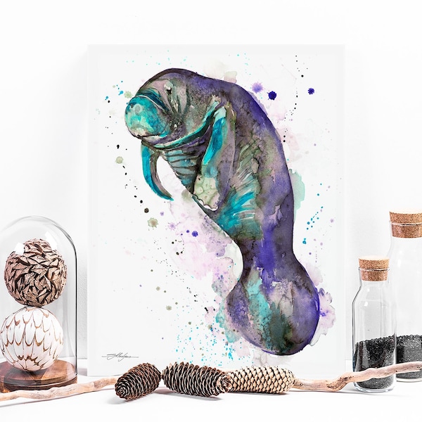 Manatee Watercolor - Etsy