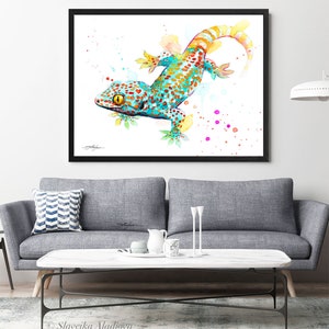 Tokay Gecko Watercolor Painting Print by Slaveika Aladjova, Animal ...