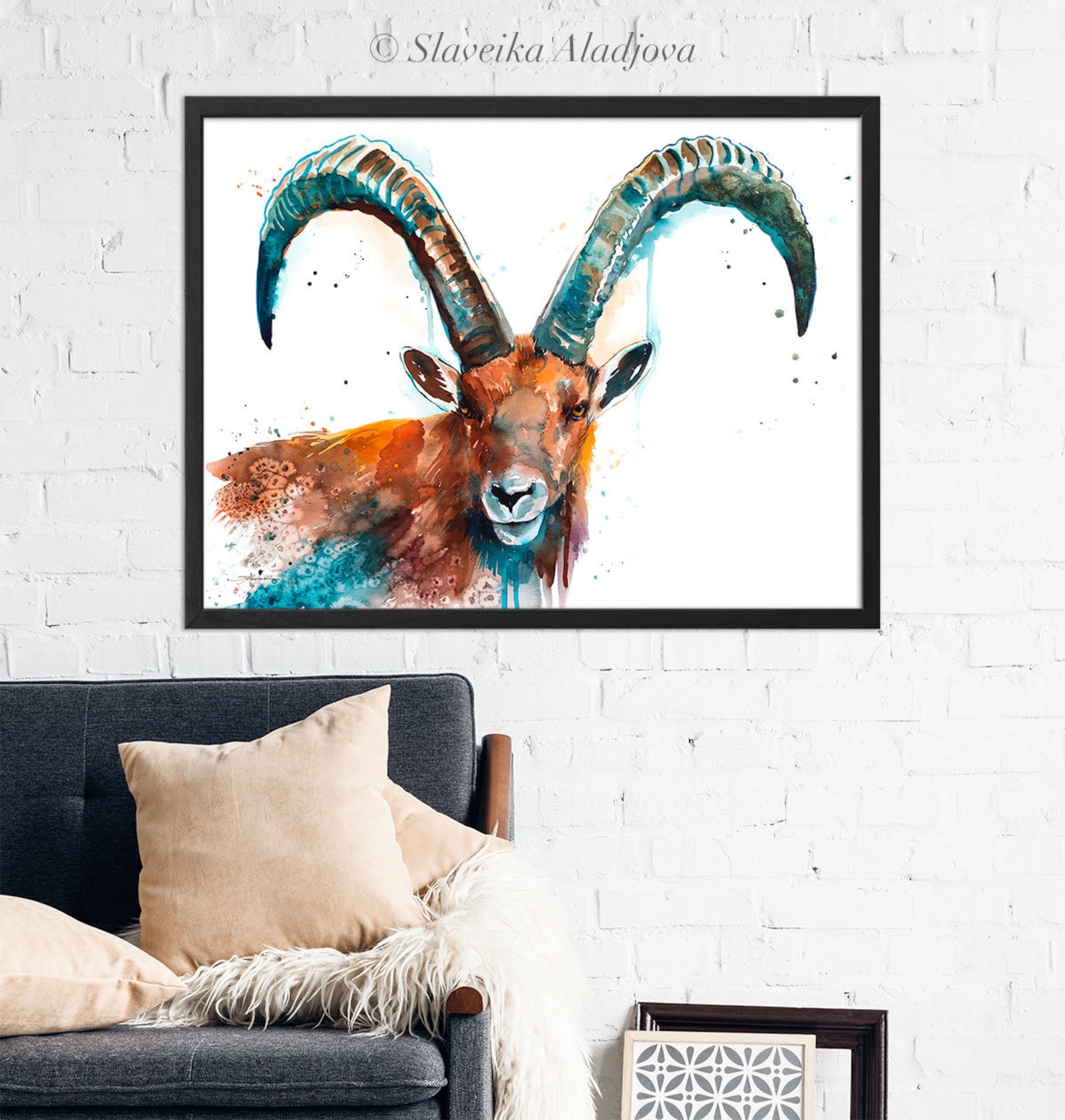 Alpine Ibex Watercolor Painting Print by Slaveika Aladjova | Etsy