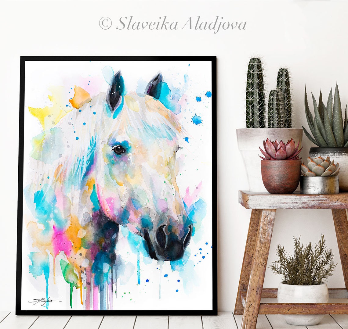 Percheron Horse Watercolor Painting Print by Slaveika | Etsy
