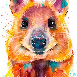 Quokka Watercolor Painting Print by Slaveika Aladjova, Art, Animal ...