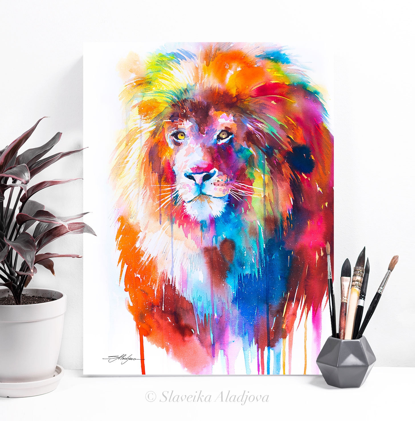 Lion Watercolor Painting