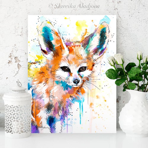 Fox Stack Painting Print Fox Art Wall Art Animal Stack - Etsy
