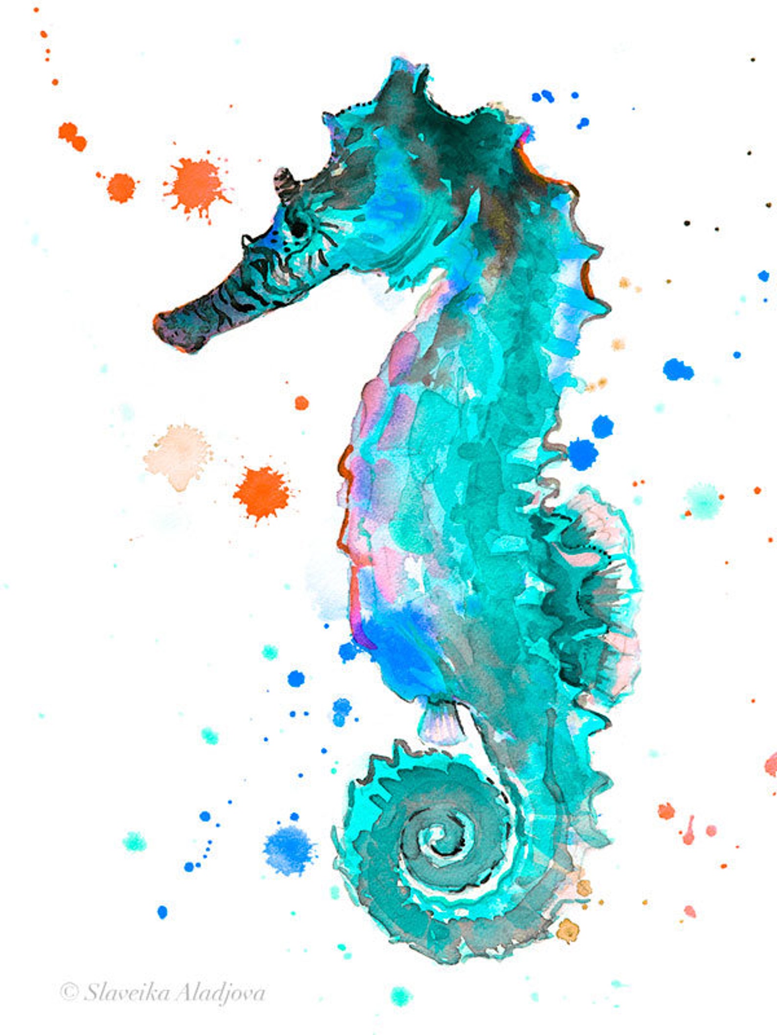 Blue Seahorse Limited Edition Watercolor Art Print by Slaveika Aladjova ...