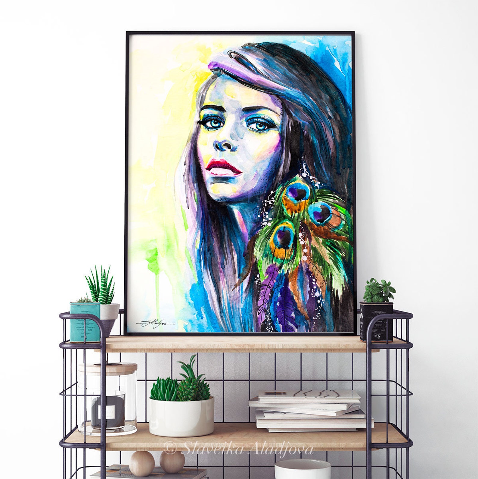 Peacock Girl Limited Edition Watercolor Art Print by Slaveika Aladjova ...