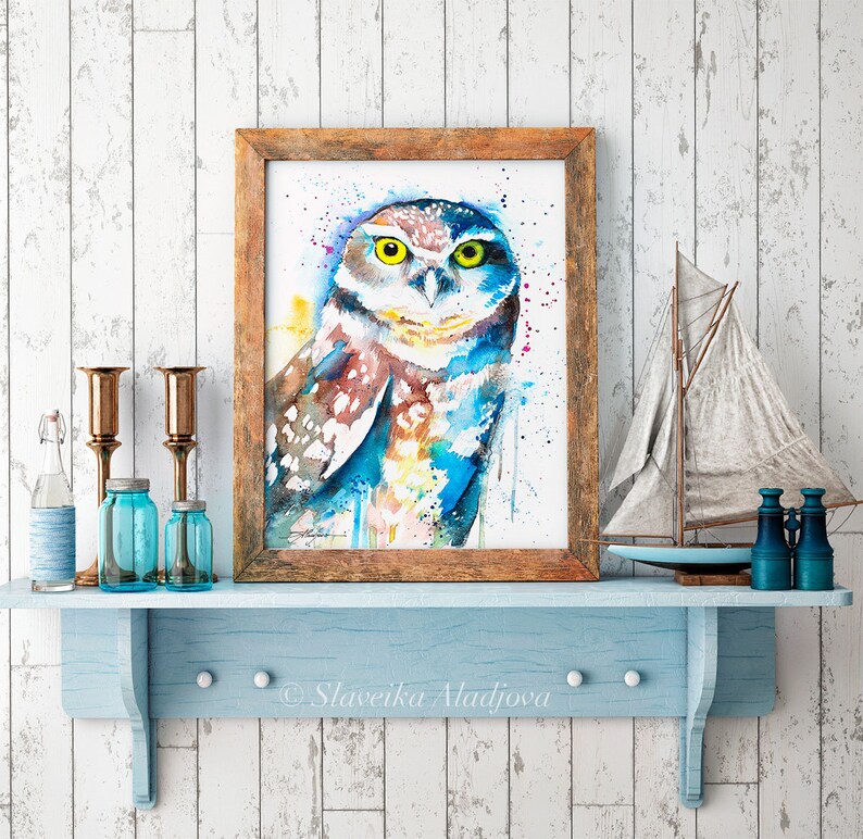 Burrowing Owl Watercolor Painting Print by Slaveika Aladjova - Etsy UK
