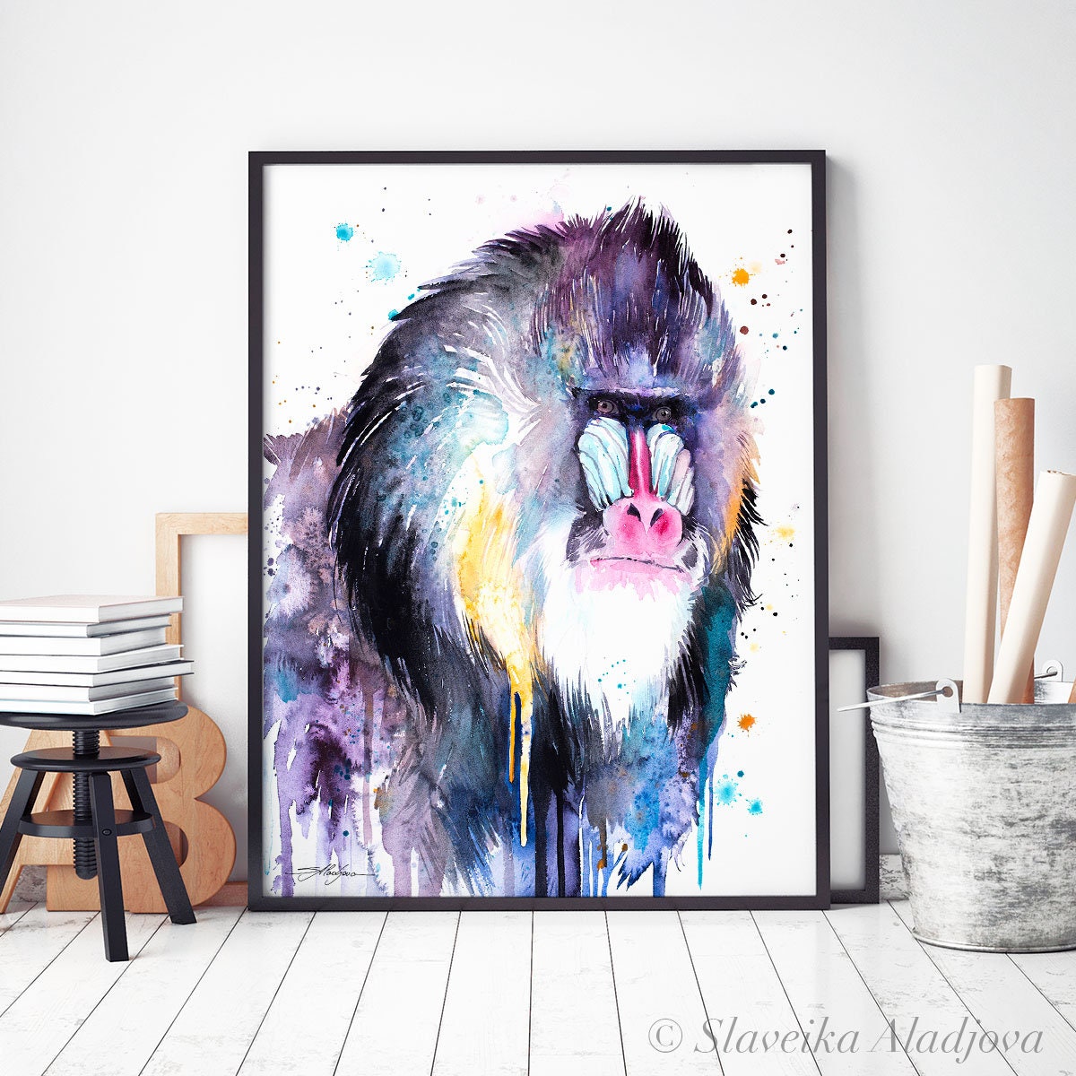 Mandrill Watercolor Painting Print by Slaveika Aladjova Art - Etsy UK