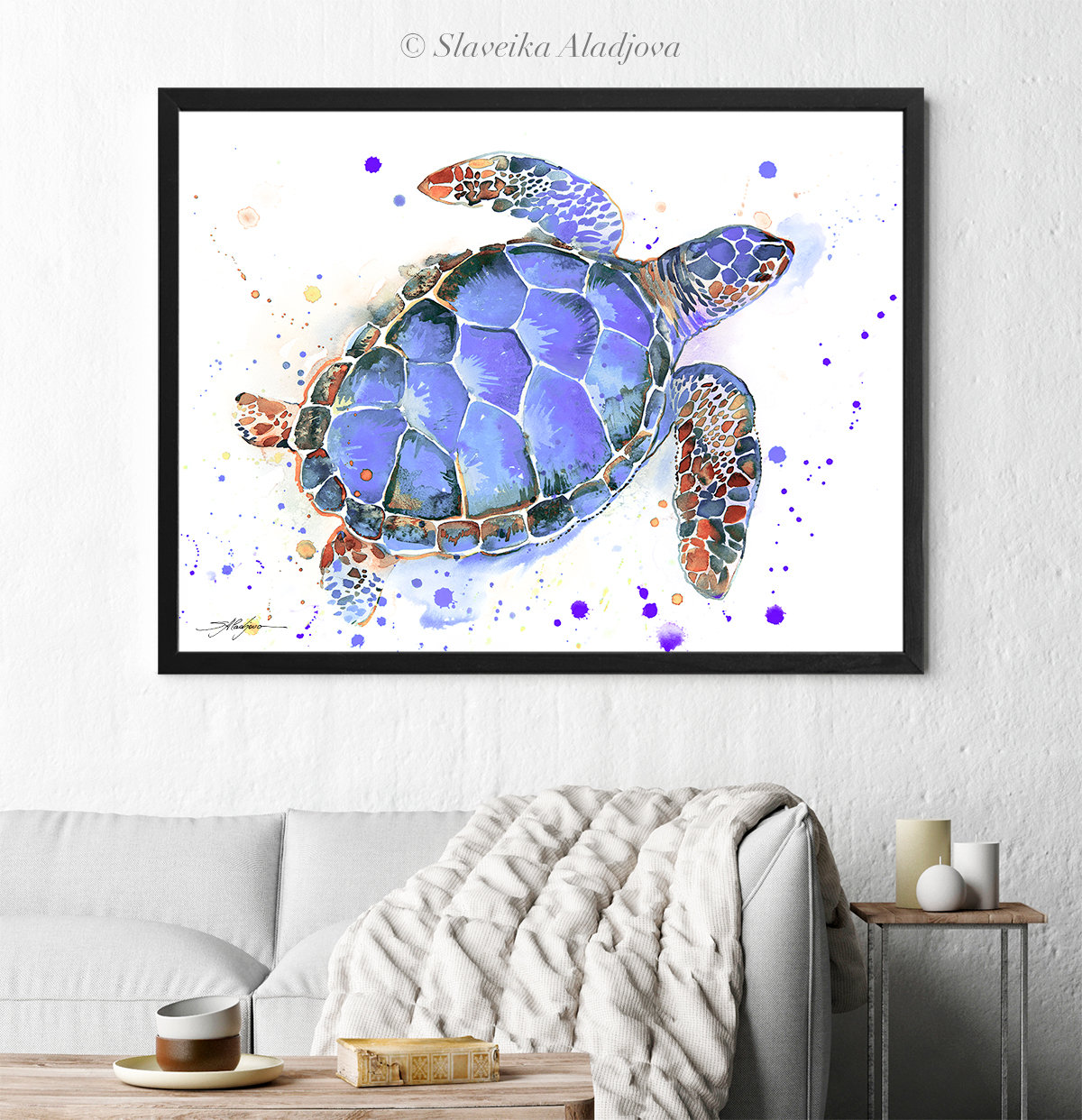 Purple Sea Turtle Watercolor Painting Print by Slaveika - Etsy UK