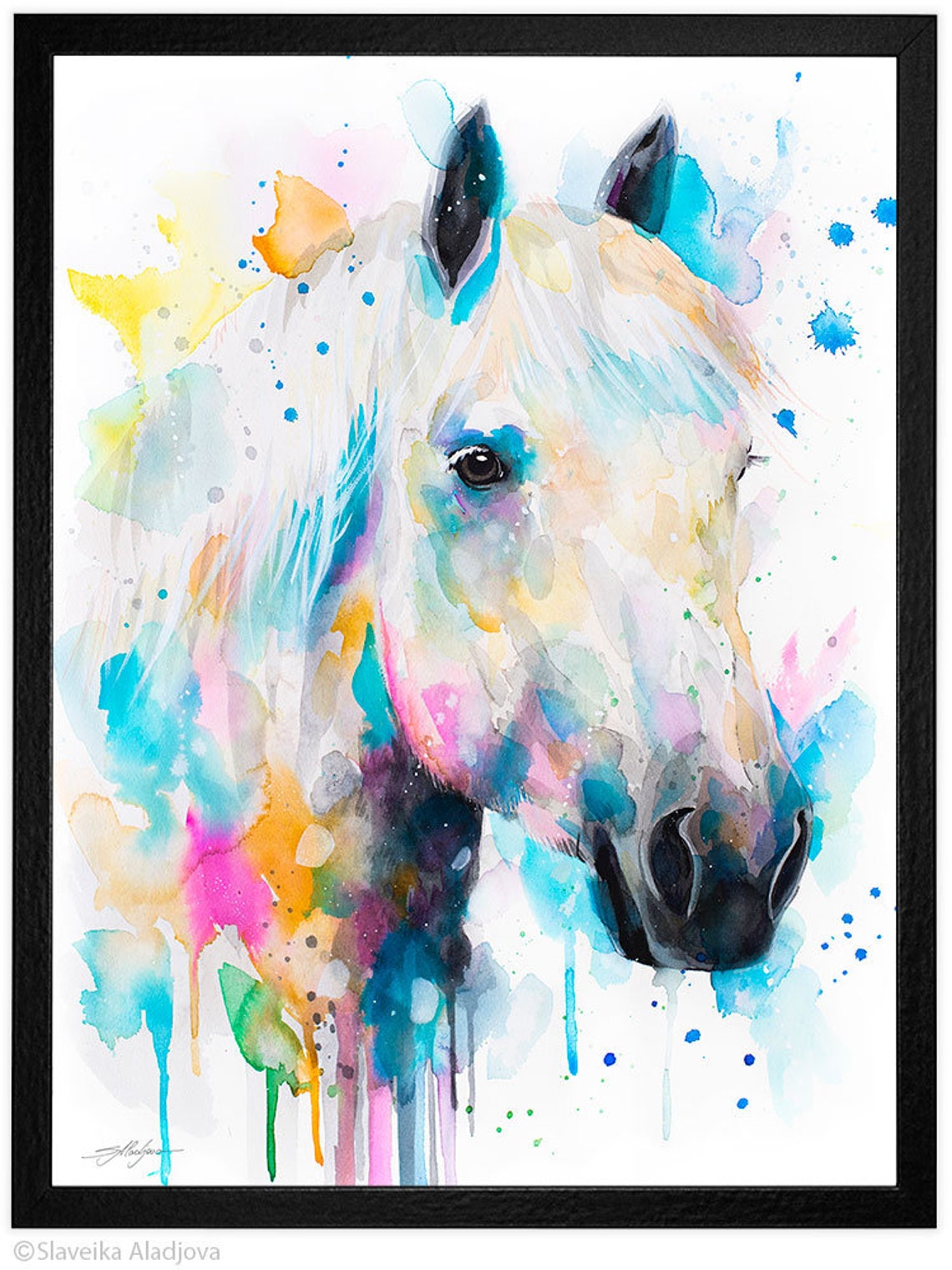 Percheron Horse Watercolor Painting Print by Slaveika | Etsy