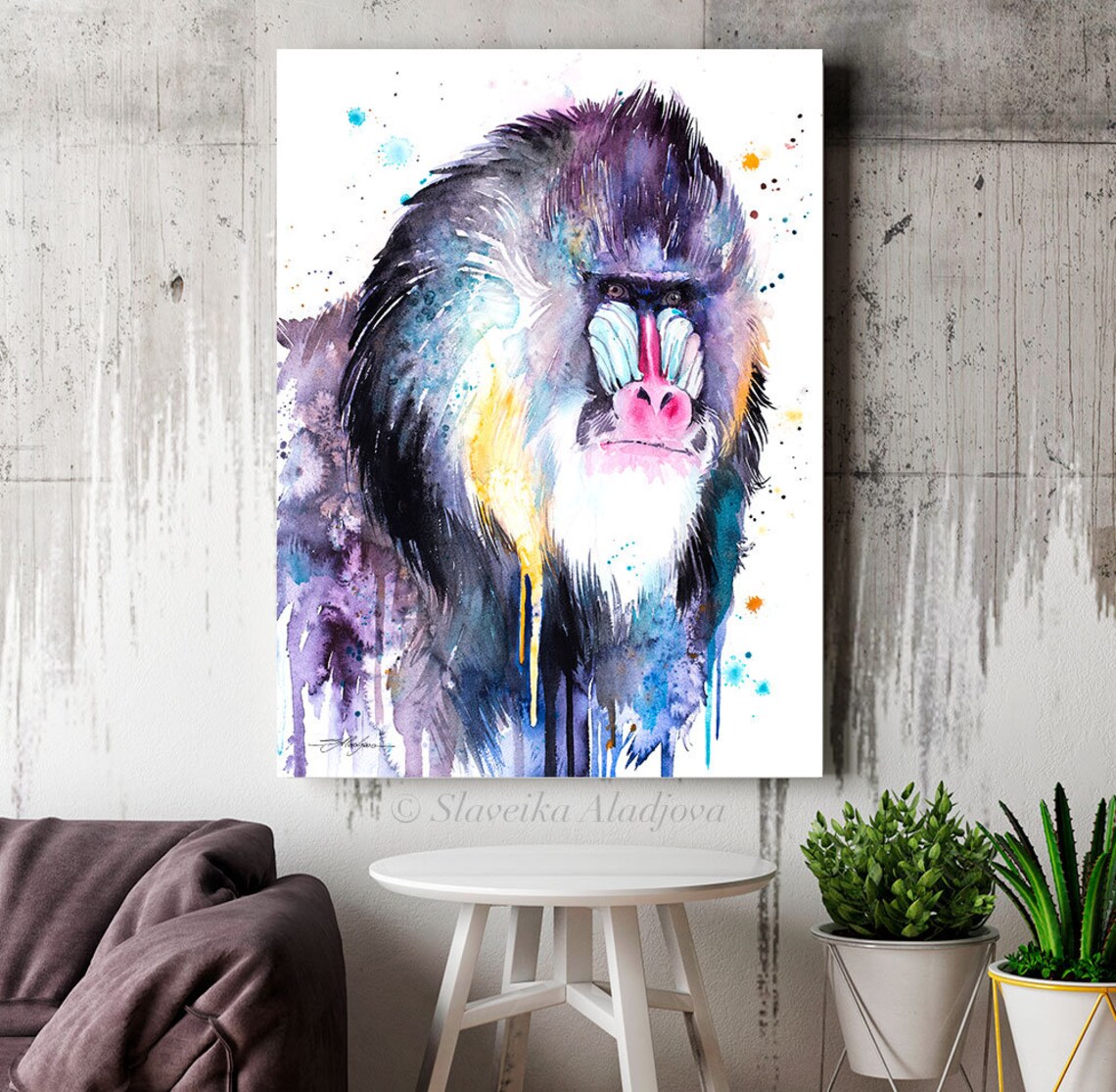 Mandrill Watercolor Painting Print by Slaveika Aladjova Art - Etsy UK