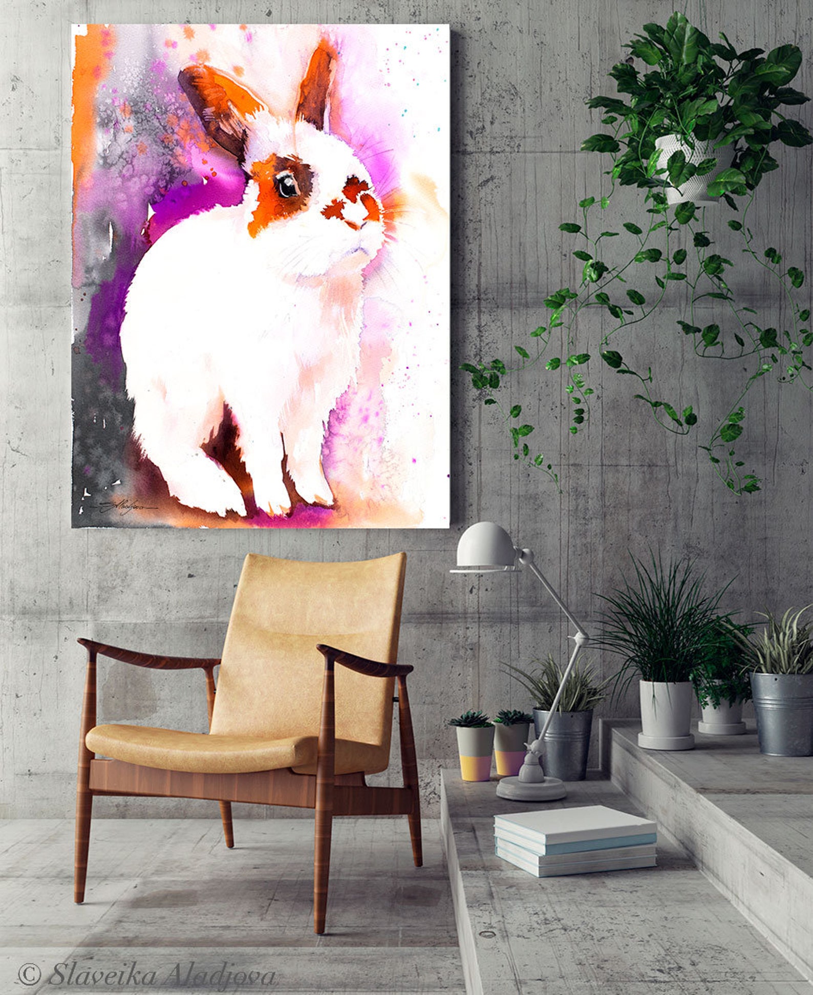 Rabbit Watercolor Painting Print by Slaveika Aladjova, Art, Animal ...